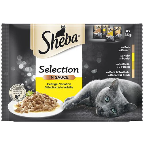Sheba Fine Flakes multipack za mačke – izbor živine u želeu (4×85g)