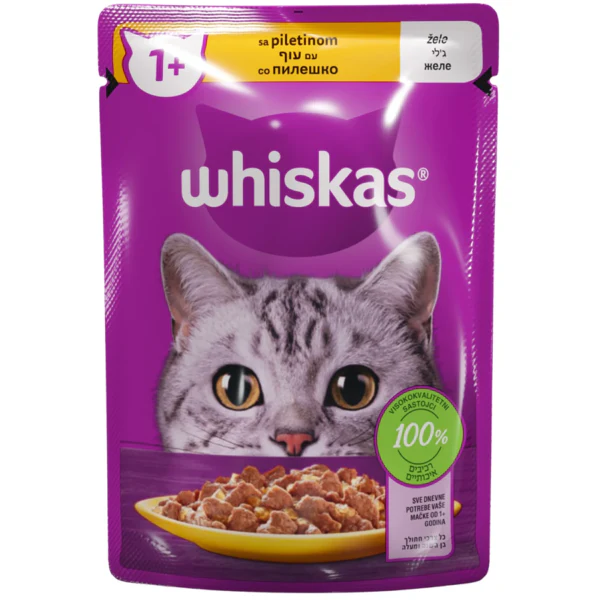 WHISKAS kesica za mačke Adult – piletina u želeu (1+, 85g)