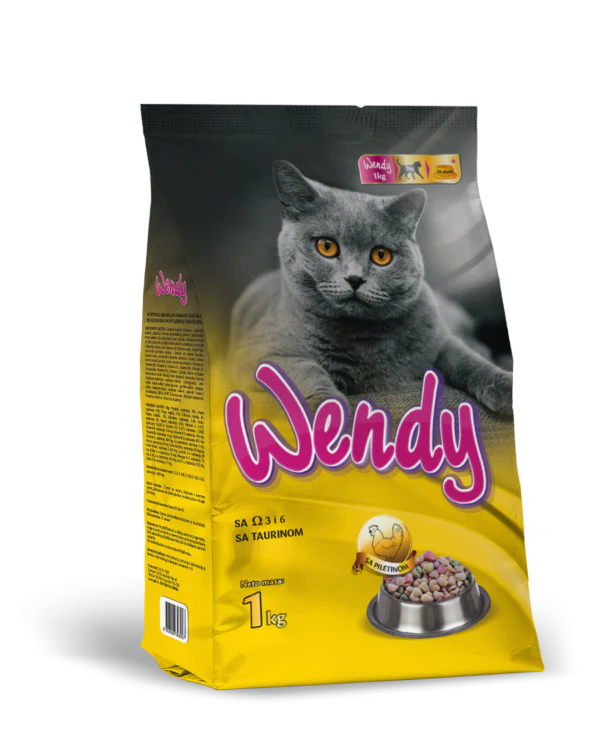 Wendy – potpuna hrana za mačke sa ukusom piletine (1 kg i 10 kg)