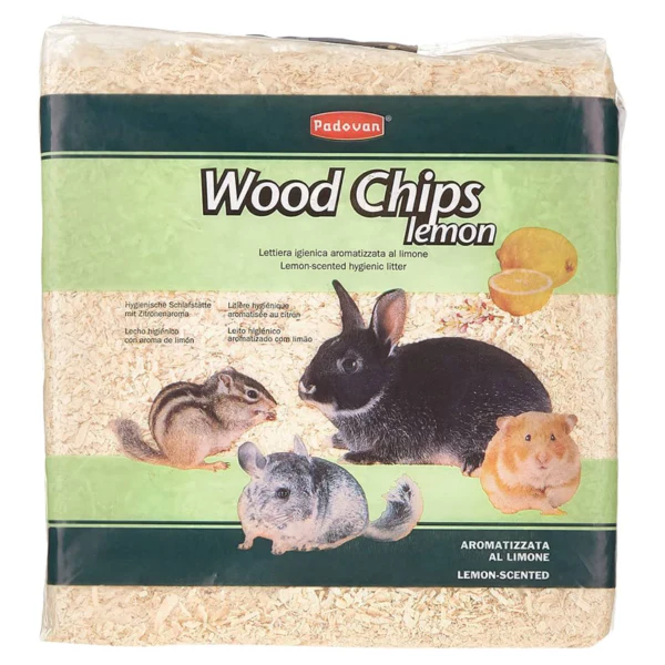 Padovan Wood Chips piljevina limun 4kg – mirisna prostirka za kućne ljubimce