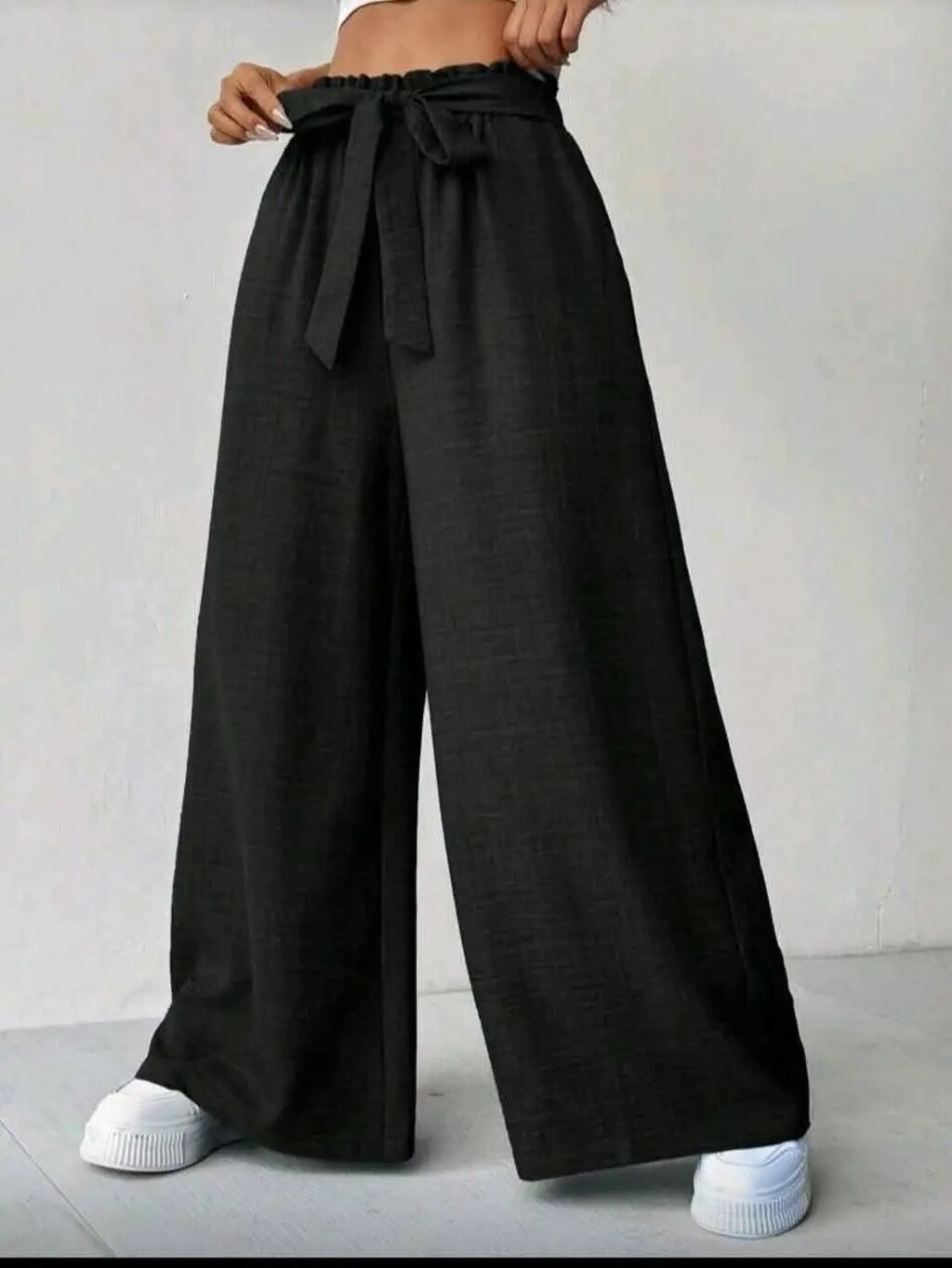 Ženske pantalone širokog kroja sa vezivanjem u struku 2 komada u