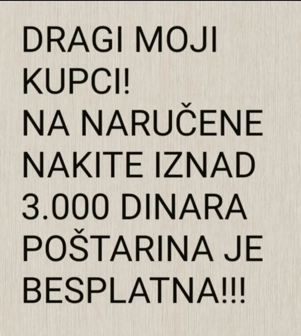Akcija na nakit: za sve porudžbine iznosa iznad 3.000 dinara poštarina