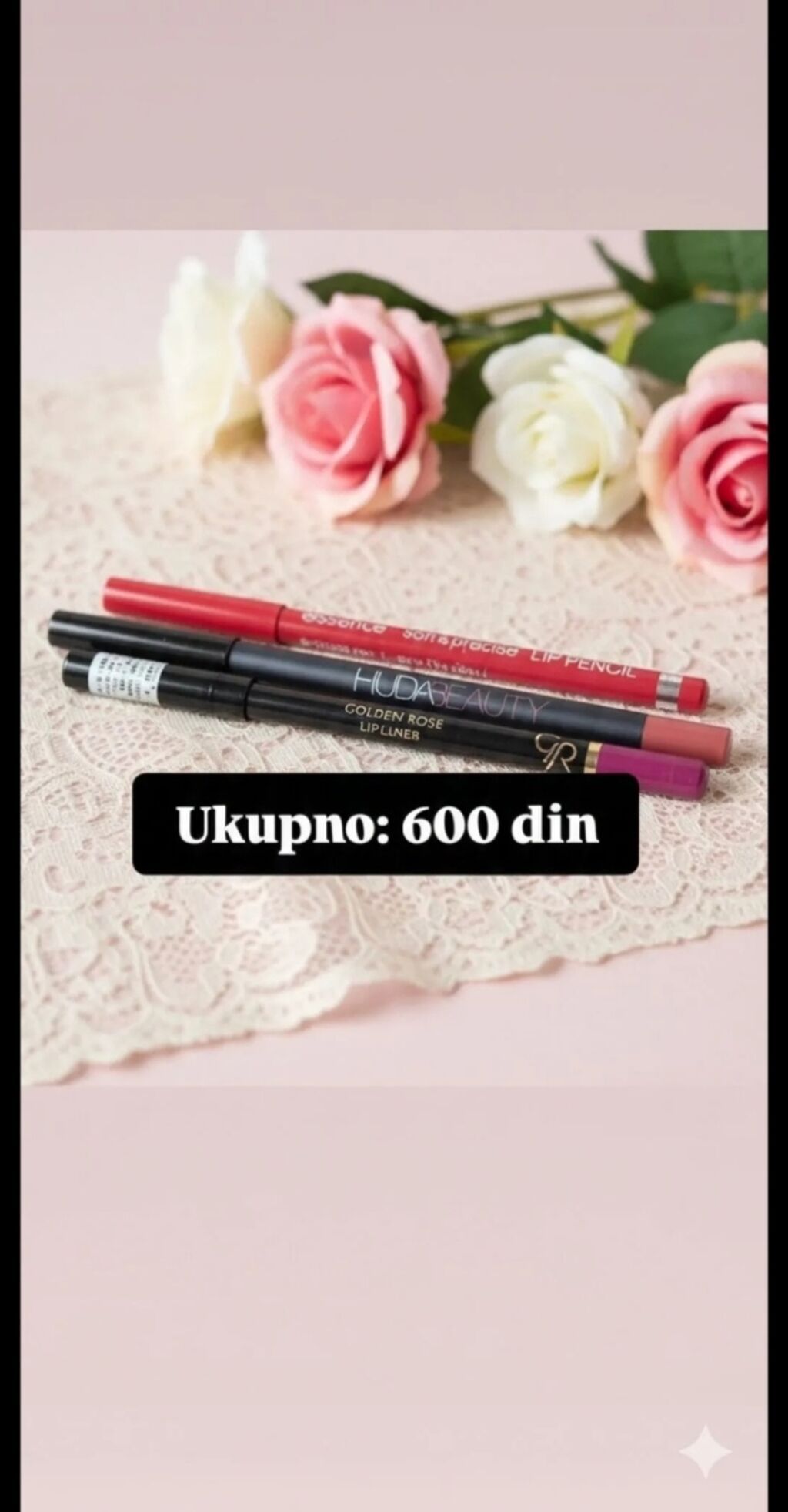 Set od 3 olovke za usne - Brendovi: Essence, Huda Beauty, Golden Rose