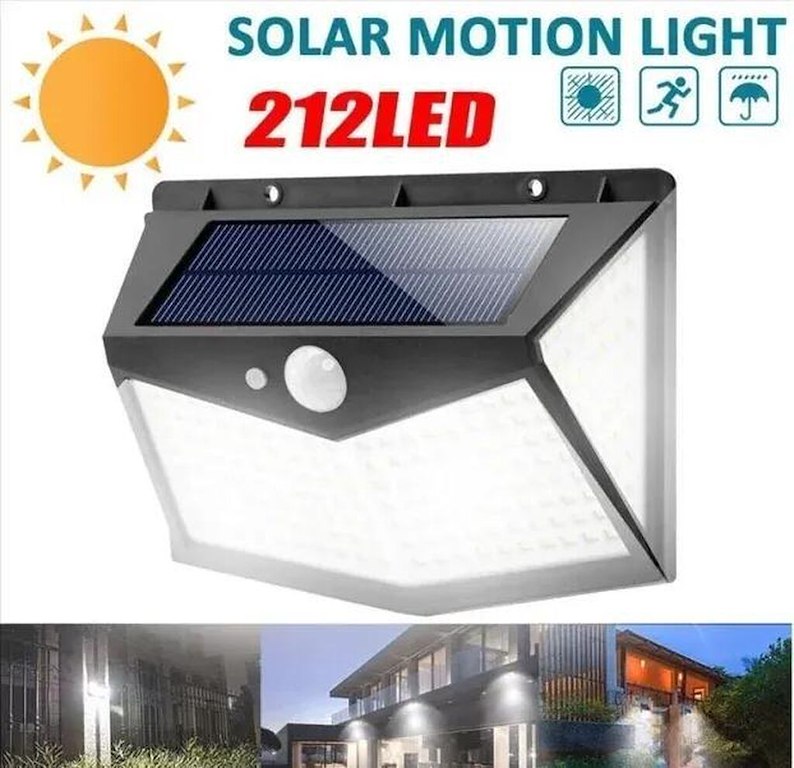 Solarna LED zidna lampa sa senzorom 212 dioda NOVO. OPIS PROIZVODA