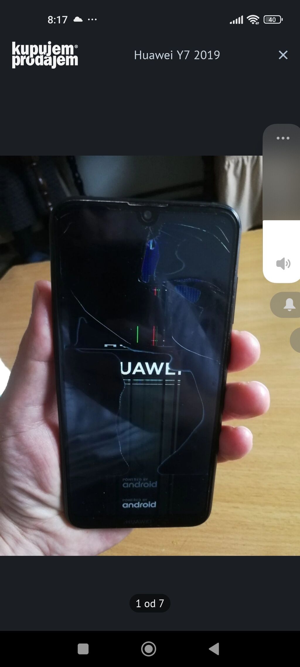 Huawei J7/2019 Ради, ал екран je напукао. У БГ, Младеновцу