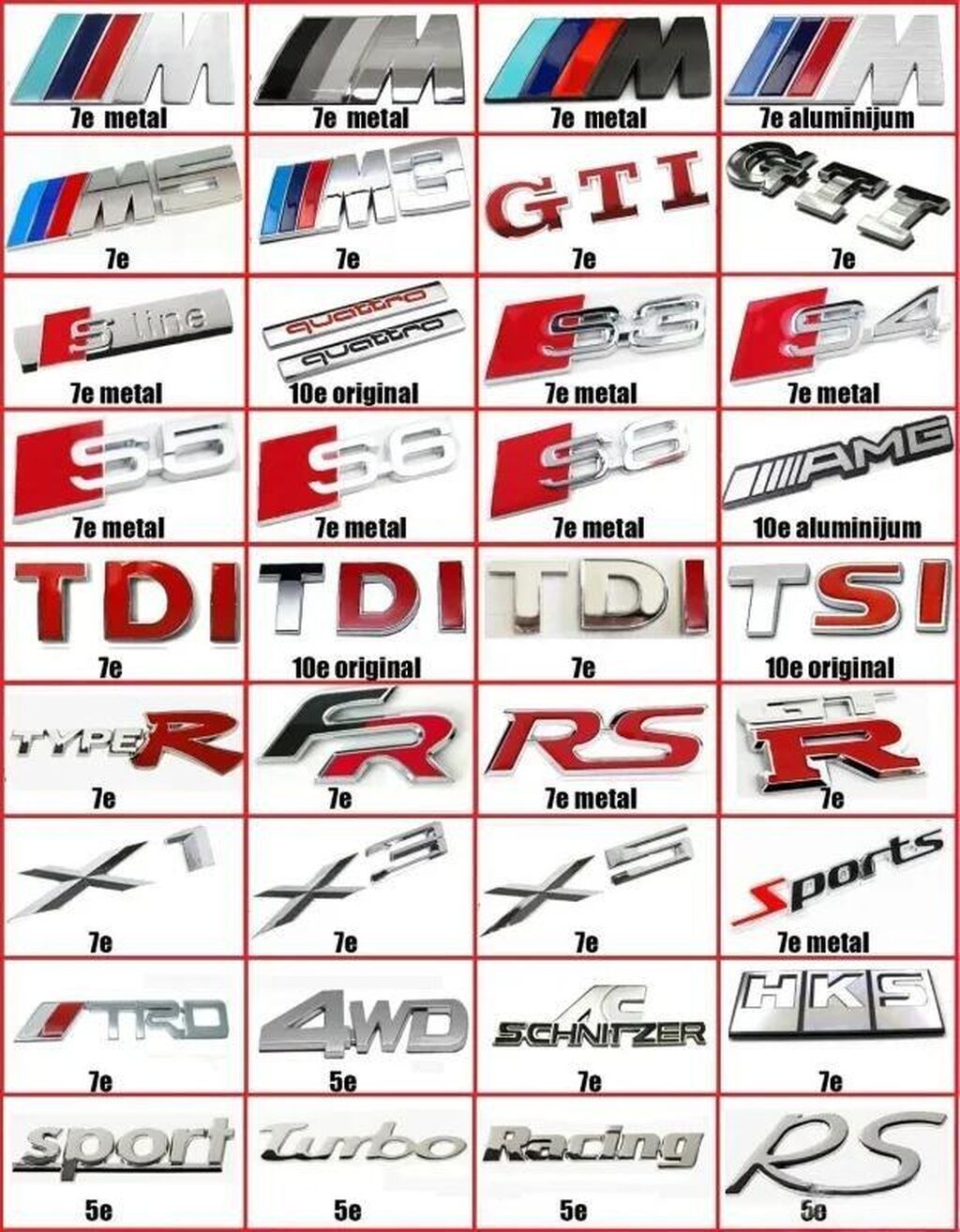Audi S line, Sline znak samolepljiv. Sline znak oznaka Audi
