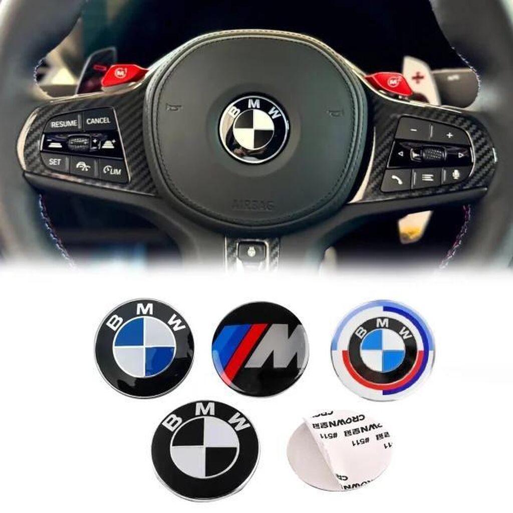 Bmw znak stiker za volan M look. Samolepljiv znak stiker oznaka za