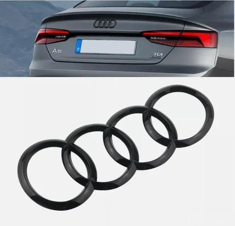 Audi znak crni za gepek zakrivljeni 19,2 x 9,6. Zamenski znakovi Audi