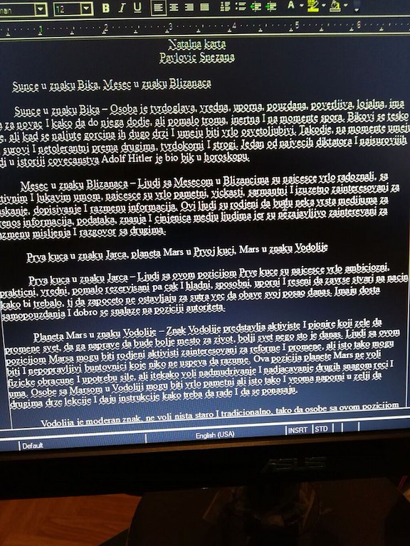 Izrada natalne karte i analiza astro-numeroloskog horoskopa u
