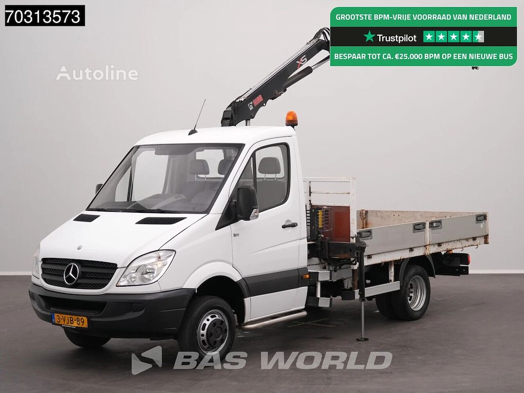 Mercedes-Benz Sprinter 513 CDI Kraanwagen Hiab 022 B-1 Dubbelllucht Trekhaak K kamion s ravnom platformom < 3.5t