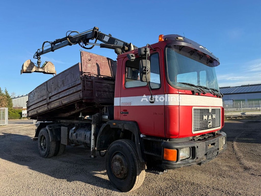MAN 17.232 4x4 tipper / crane full steel manual 6cyl kiper