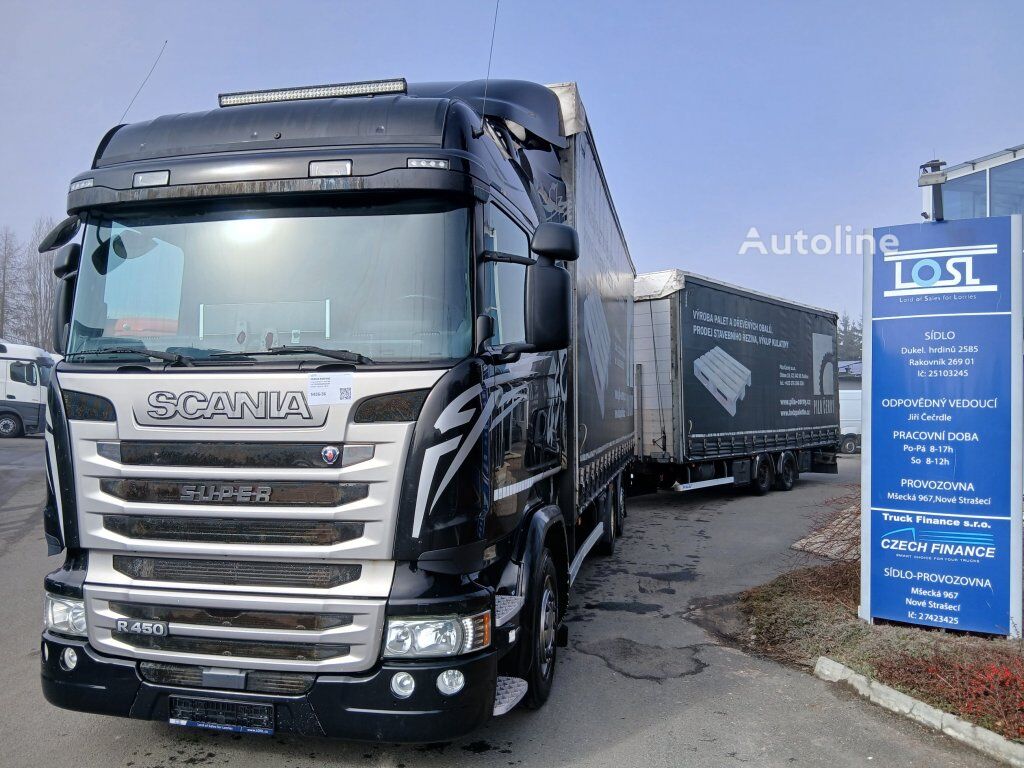 Scania R450 kamion sa klizna zavesa cerada + prikolica sa kliznom ceradom