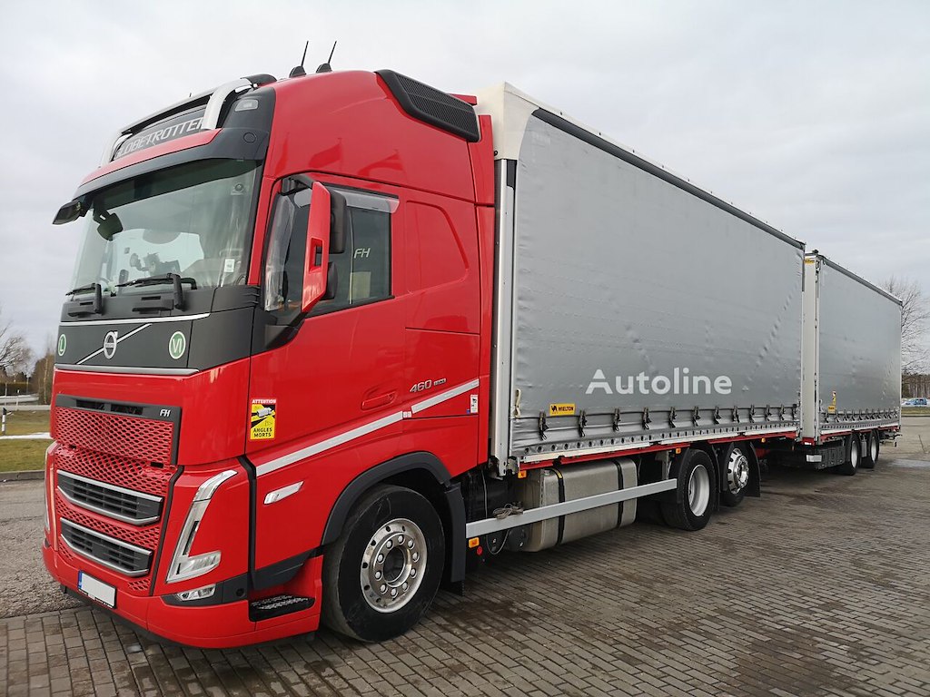 Volvo FH 460 XL, TANDEM 120m3! kamion sa klizna zavesa cerada + prikolica sa kliznom ceradom
