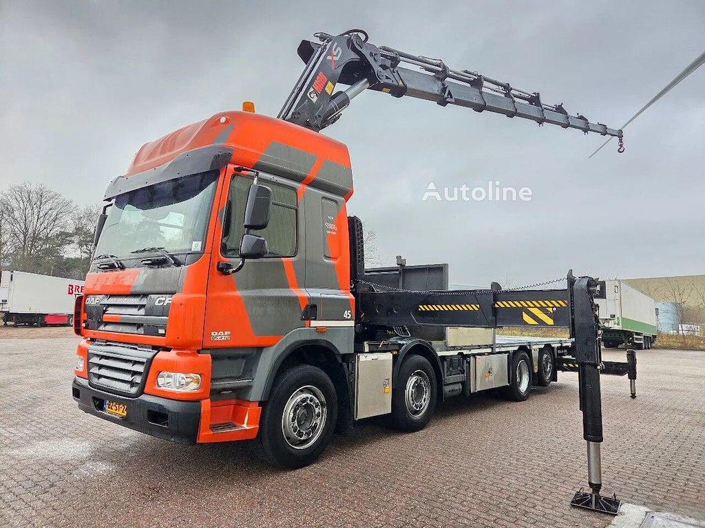 DAF CF 85.410 410 8X2 + HIAB 855 E8 APK 12-2026 kamion platforma