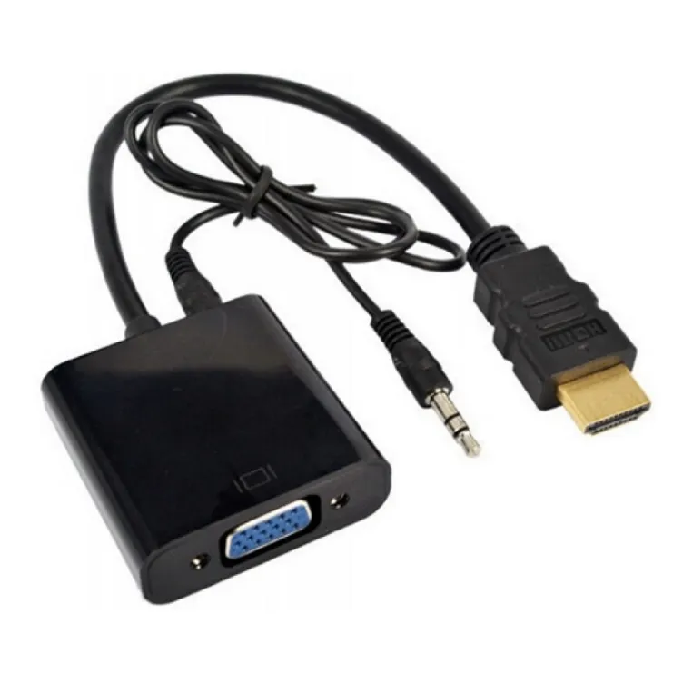 Adapter HDMI (M) - VGA D-sub (F) + Audio kabl 3.5mm (M/M) crni