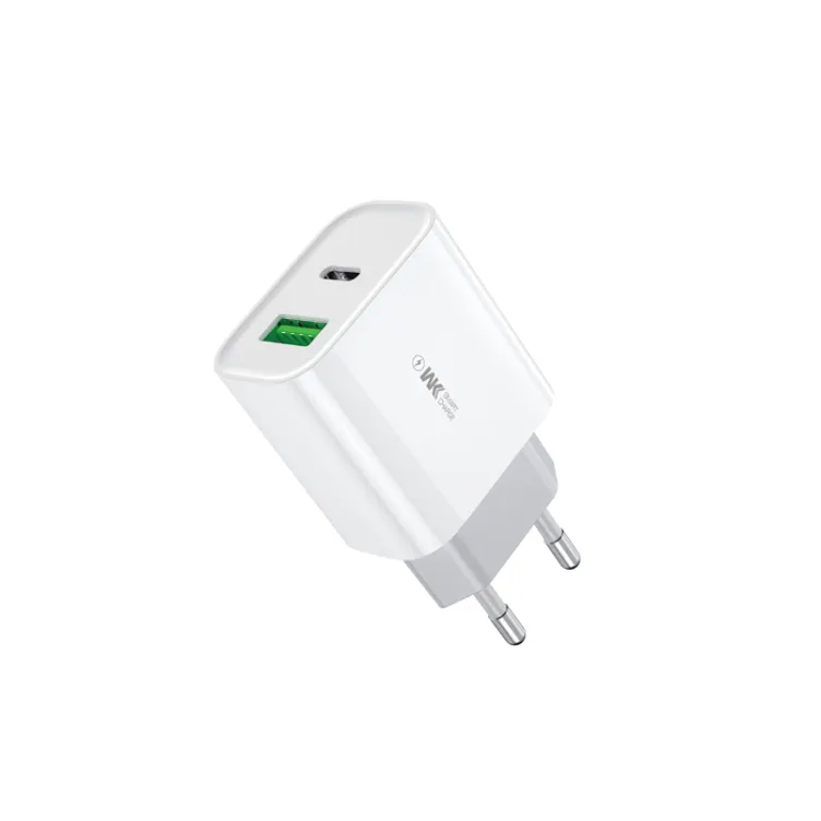 WP-U53 Superbrzi Strujni GaN punjač, 2-porta USB (3.0 i PD-tipC) 33W, beli