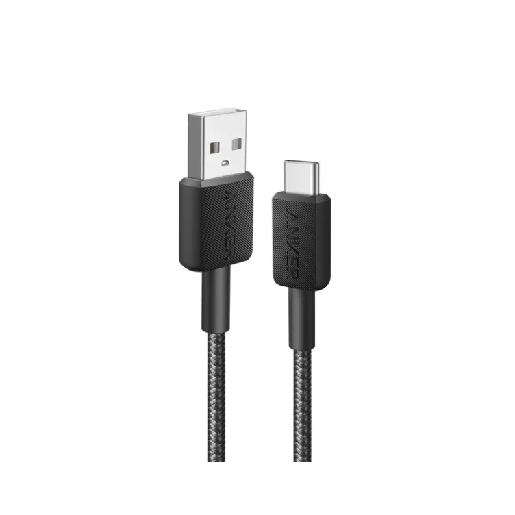 322 USB tip-A na USB tip-C kabl M/M 1.8m, 18W, pleteni, crni