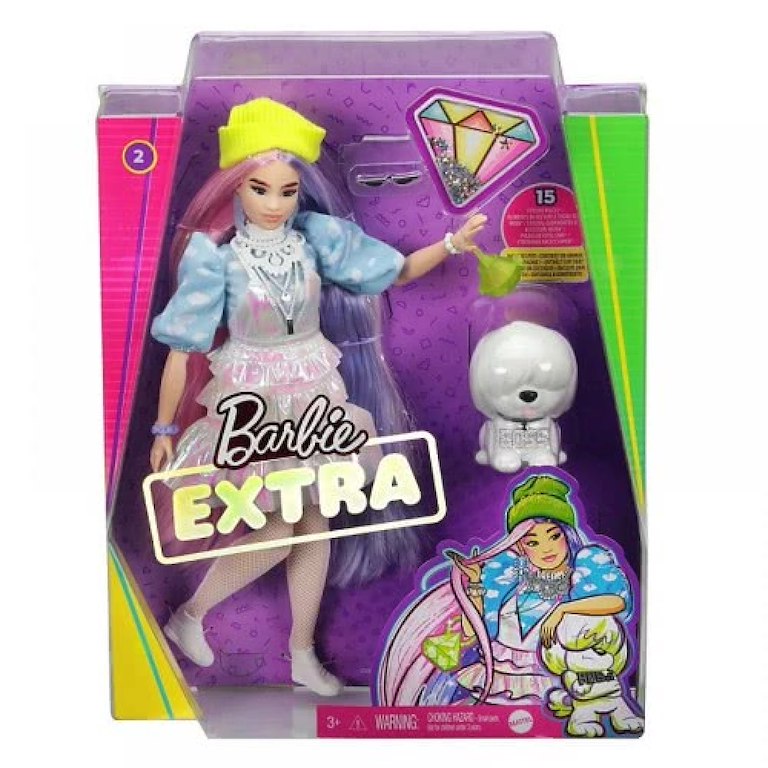 BARBIE LUTKA EXTRA SHIMMERY LOOK + PET PUPPY