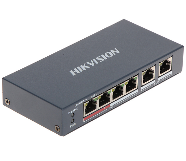 Hikvision Switch DS-3E0106P-E/M - 4-portni 100 Mbps PoE+2x uplink