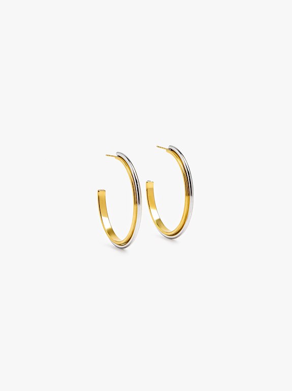 BICOLOR DOUBLE HOOP EARRINGS WITH STAINLESS STEEL