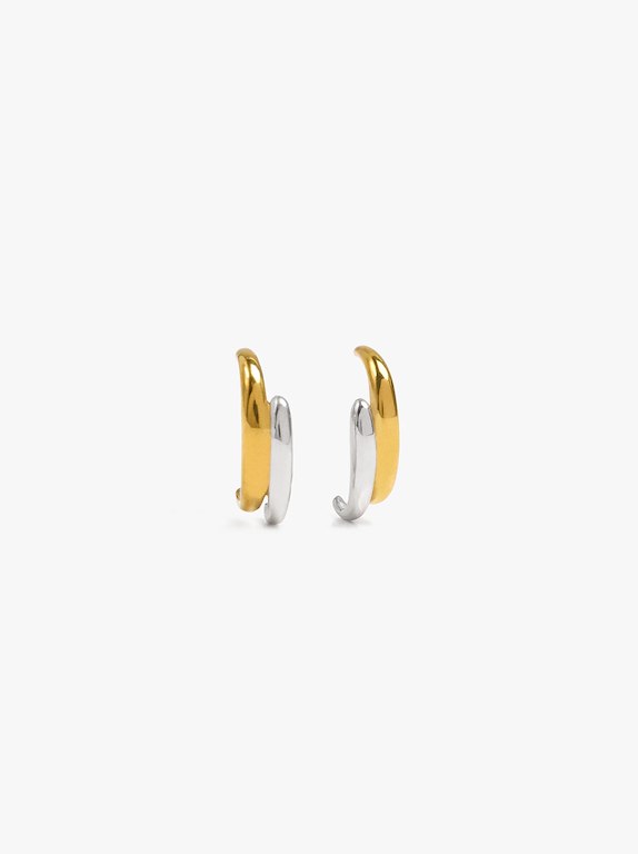 BICOLOR DOUBLE EFFECT HOOP EARRINGS - STAINLESS STEEL