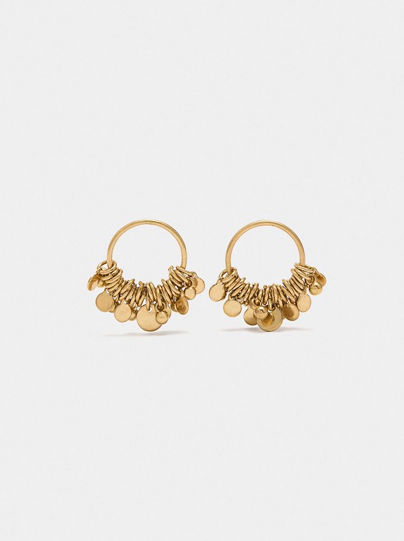 HOOP EARRINGS WITH MEDALS AND SPHERES