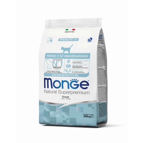 MONGE Hrana za mačiće KITTEN Monoprotein, s pastrmkom, 400g