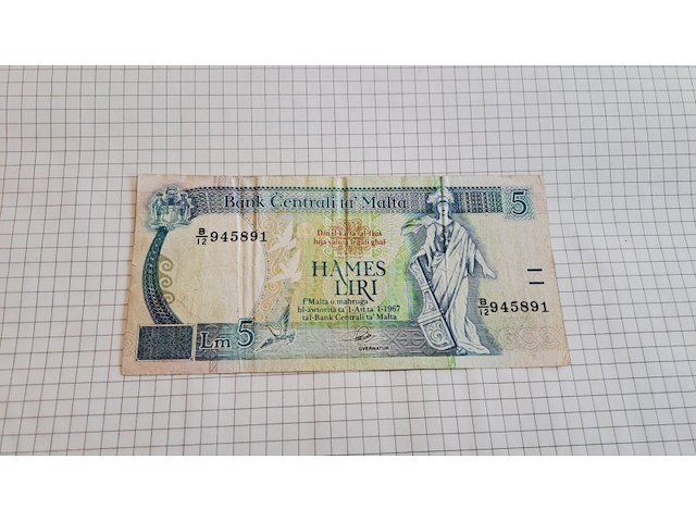 MALTA 5 LIRA 1967 GODINA
