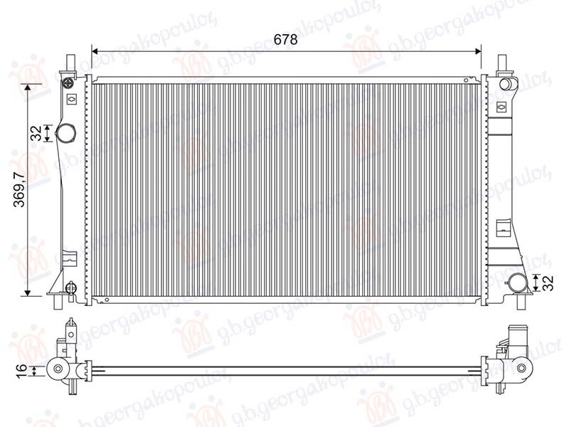 HLADNJAK MOTORA 1.8/2.0i 16V (67.5x36.8) 09- (VALEO)