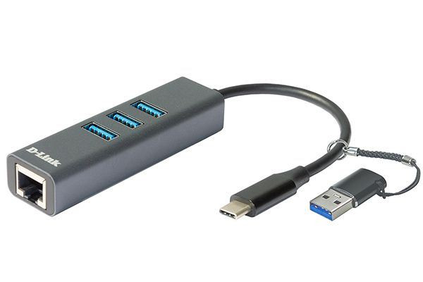 D-Link USB-CUSB to Gb Eth Adapter with 3 USB Ports DUB-2332