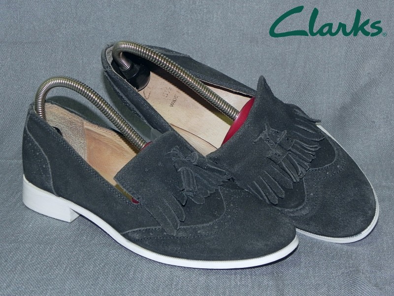**CLARKS** ženske mokasine–prevrnuta koža,teget, br.38