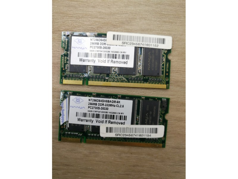 Uparene DDR RAM memorije - 2 x 256MB 333MHz
