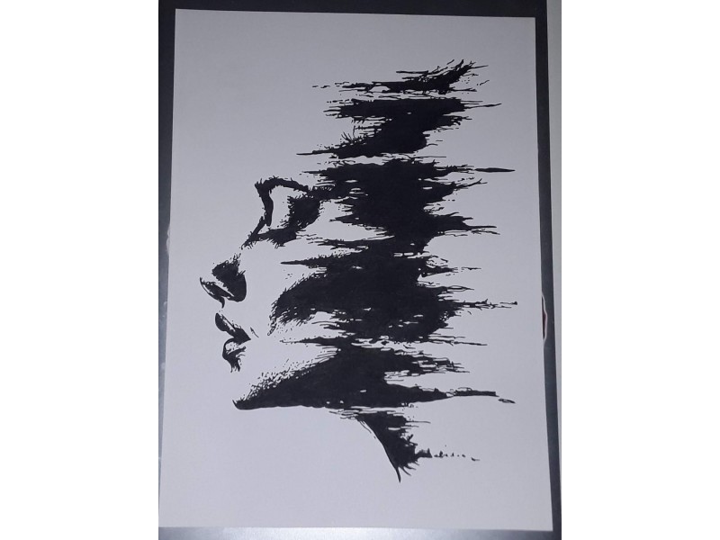 Crtez na hamer papiru 30 x 21,5 cm. - Abstrakt