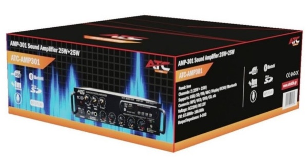 Audio pojacalo ATC AMP-301 2x25W, USB/SD/FM/MIC/Display/ECHO/Bluetooth, FM: 87.5MHz-108.5MHz, 4-16om