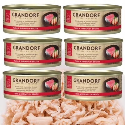 Grandorf Cat Grain Free Fileti Tune & Škampi 70g 5+1 gratis