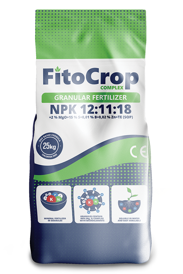 FITOCROP COMPLEX 12-11-18 + 2MgO + 15S + B, Zn + TE (SOP)