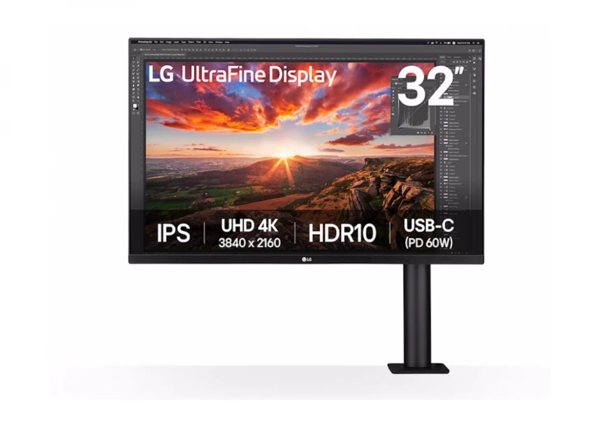 Monitor LG ERGO 32UN880K-B 31.5"/IPS/3840x2160/60Hz/5ms GtG/HDMIx2,DP,USB/pivot,visina/VESA/zvucnici