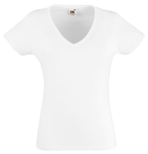 FRUIT OF THE LOOM, LADIES VALUEWEIGHT V-NECK T, ŽENSKA MAJICA KRATKIH RUKAVA NA V IZREZ, BELA, 2XL