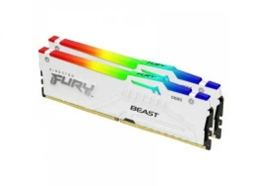 Memorija DDR5 64GB (2x32GB) 5600MHz Kingston Fury Beast RGB XMP KF556C40BWAK2-64 White