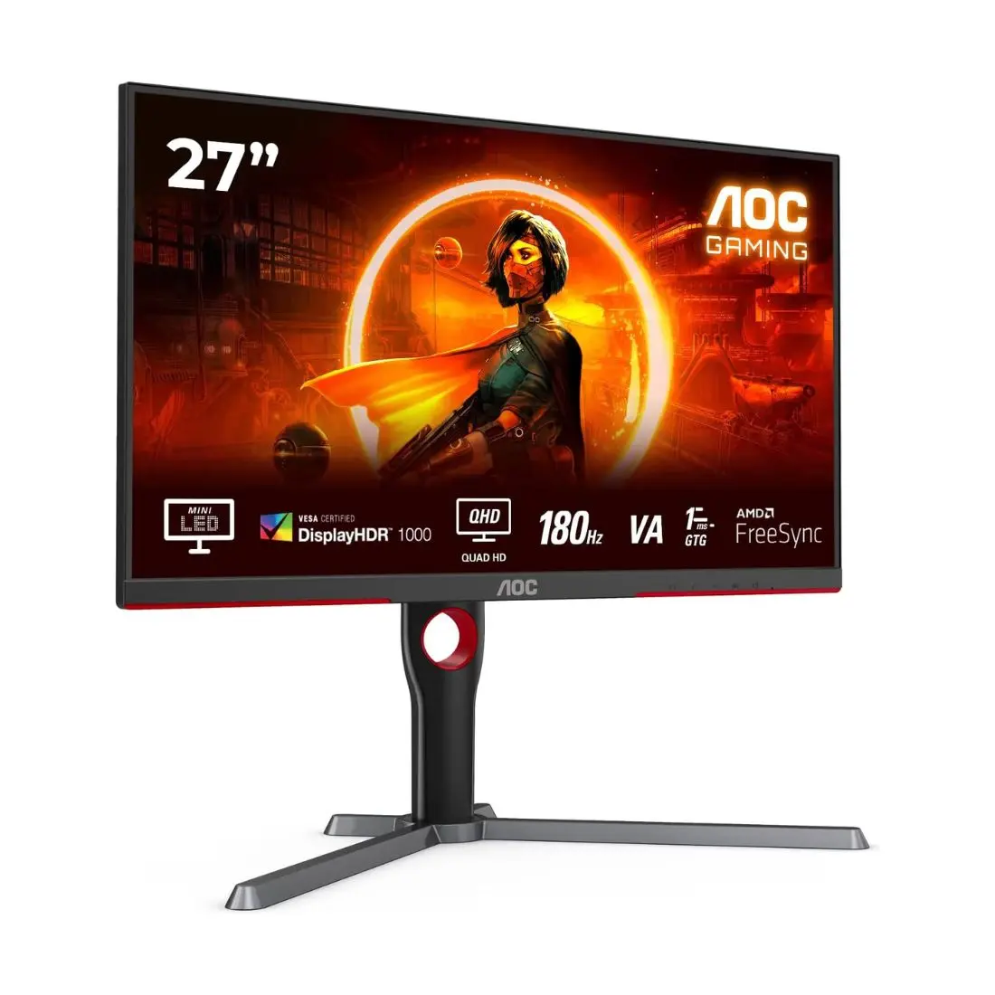 AOC Gaming monitor Q27G3XMN/BK, 27", 2560x1440, 180 Hz, 1 ms, 2xHDMI, DP, Pivot