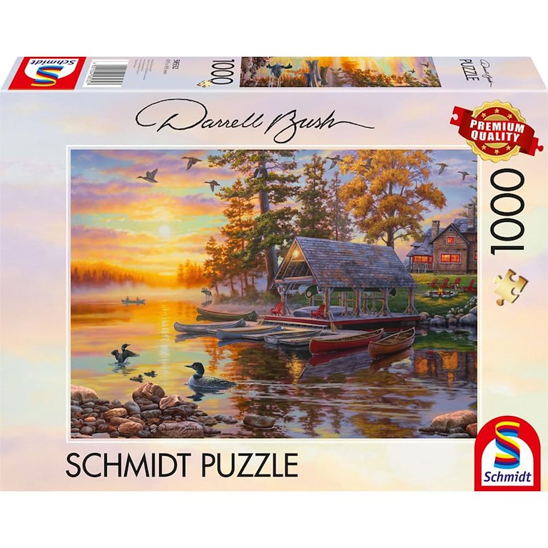 Schmidt puzzle 1000 pcs Darrel Bush Boathouse with Canoes 58532