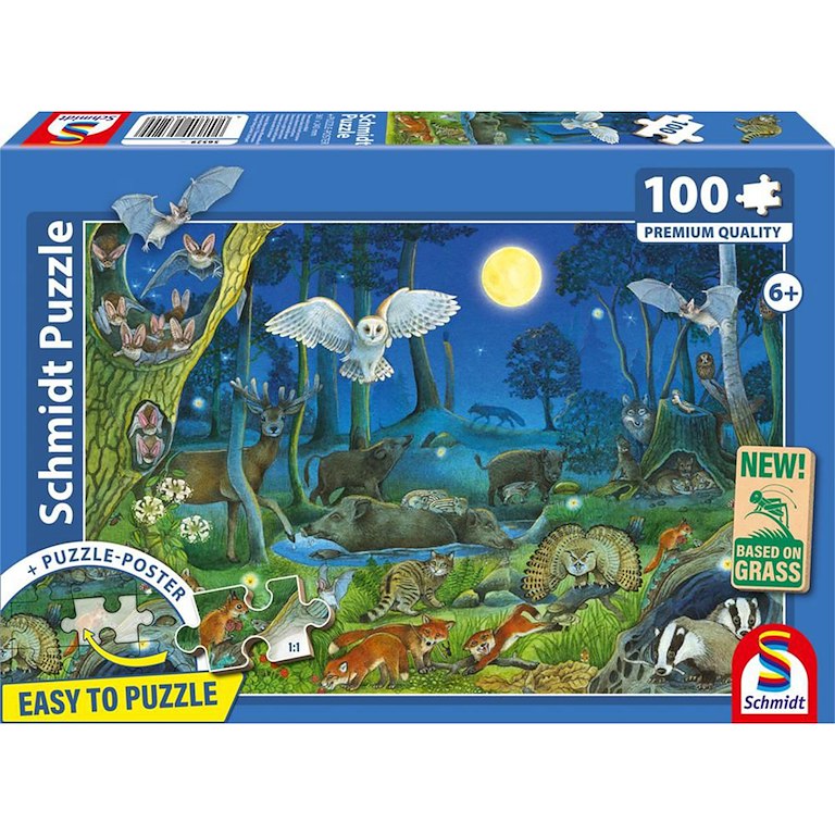 Schmidt puzzle 100pcs Životinje noću u šumi 56529