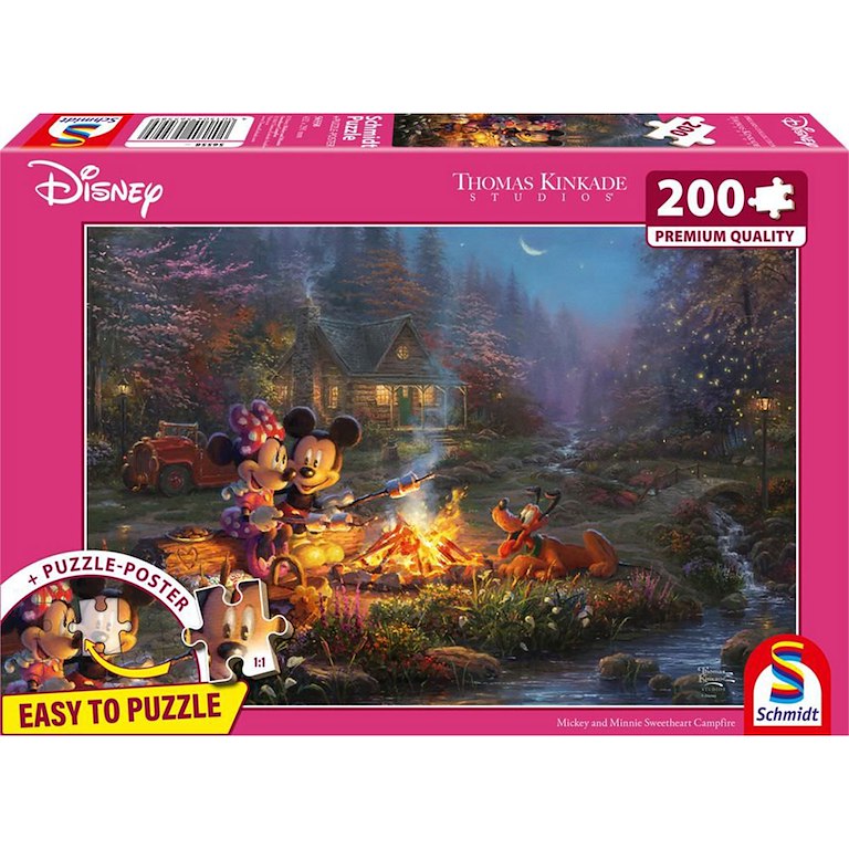 Schmidt puzzle 200pcs Thomas Kinkade Disney Mickey and Minnie, Sweetheart Campfire 56558