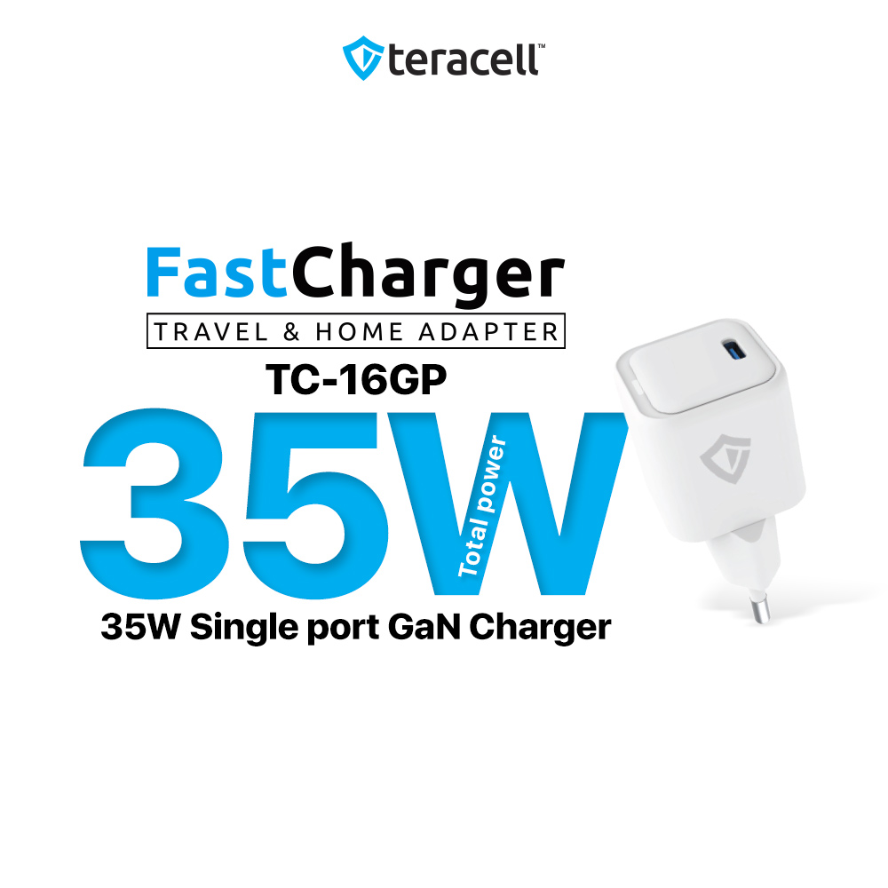 Kucni punjac Teracell Evolution TC-16GP, GaN, PD 3.0, 35W sa PD Type c kablom beli CE