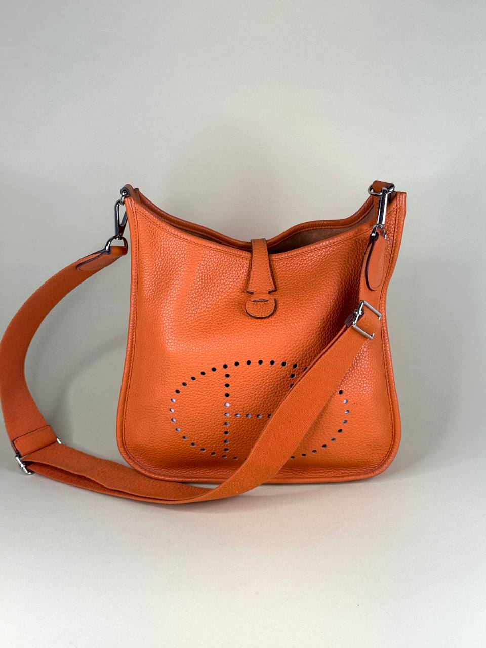 Hermes Orange Clemence Leather Evelyne III 29 Bag