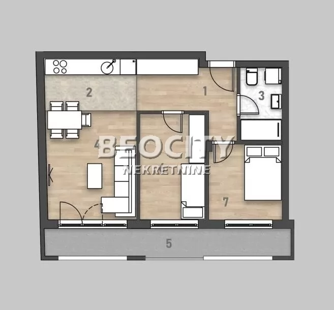 Trosoban stan, 60 m2, Salajka, Karađorđeva ID: 129728