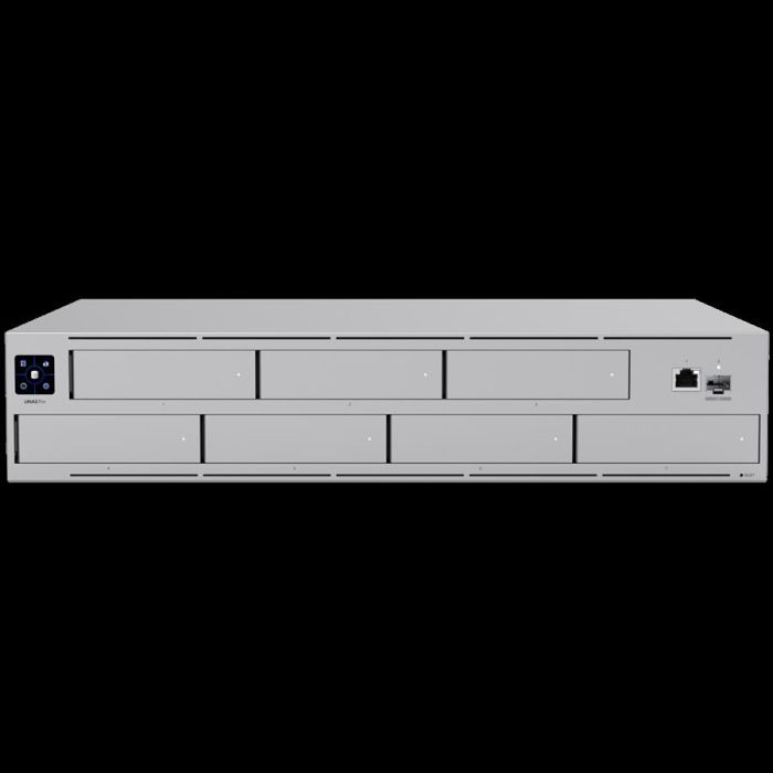 Ubiquiti UNAS-Pro-EU 2U rack-mount NAS with (7) 2.5/3.5" drive bays and 10 Gbps performance designed for large-scale file storage and sharing, (7) 2.5/3.5" HDD / SSD support, 10G SFP+ uplink and (...