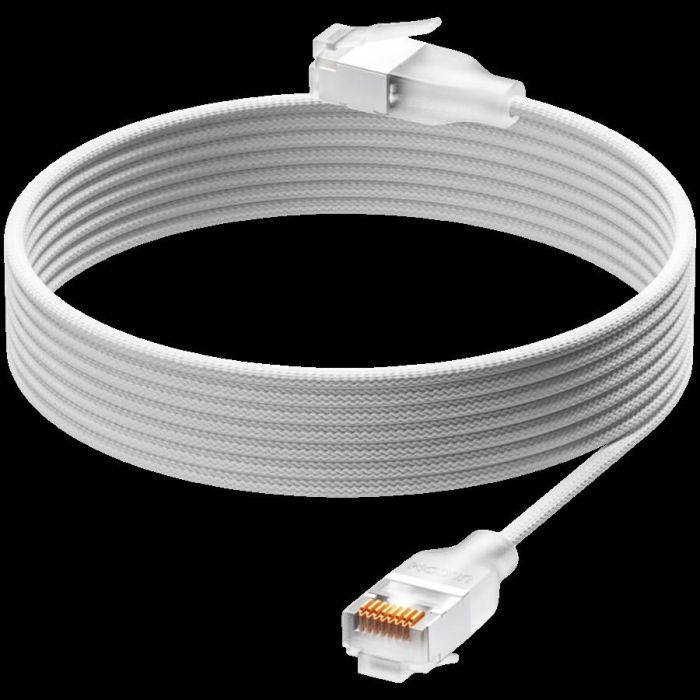 Ubiquiti UniFi Premium Patch Cable UACC-Cable-Patch-EL-C6A-2M-W Ultra-thin braided patch cable, designed and optimized for 10 GbE networking, Translucent booted RJ45 for optimal Etherlighting