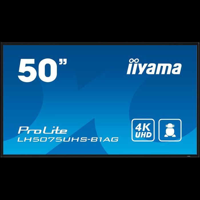 IIYAMA LFD LH5075UHS-B1AG 50" 4K UHD VA 3840 x 2160 @60Hz 500 cd/m2 5000:1 9.5ms Android 11 OS, iiSignage2, FailOver, EShare landscape, portrait