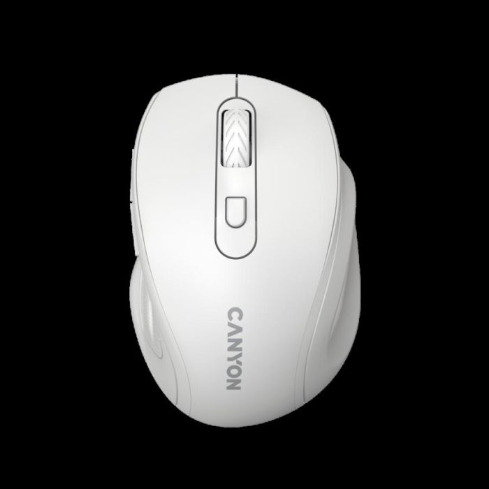 Canyon 6 buttons wireless 2.4Ghz mouse, MX8650A Sensor, DPI up to 1600,Injection case, 3 M life times left and right switches, 2xAAA battery, ABS material, Size: 105x71x40mm, Weight: 59g, white